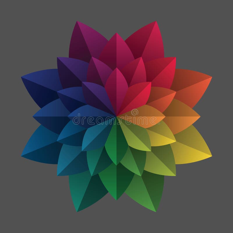 Rainbow Eight Petal Flower Colorful Mandala Pattern Stock Vector ...