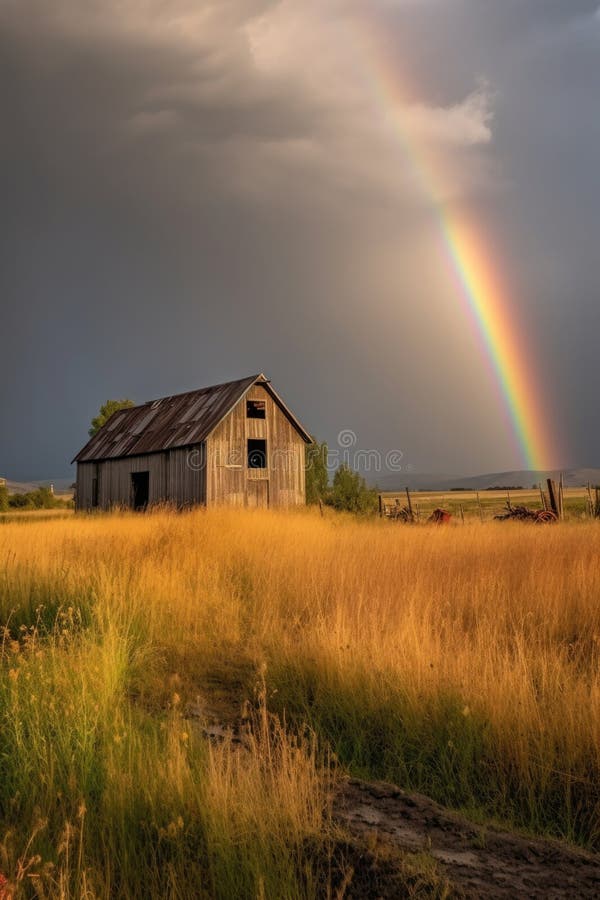 Rainbow Emerging after a Powerful Supercell Storm Stock Image - Image ...
