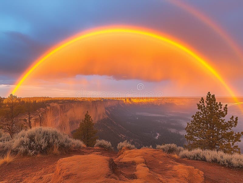 Rainbow Emerging from Heavy Rainfall Stock Illustration - Illustration ...