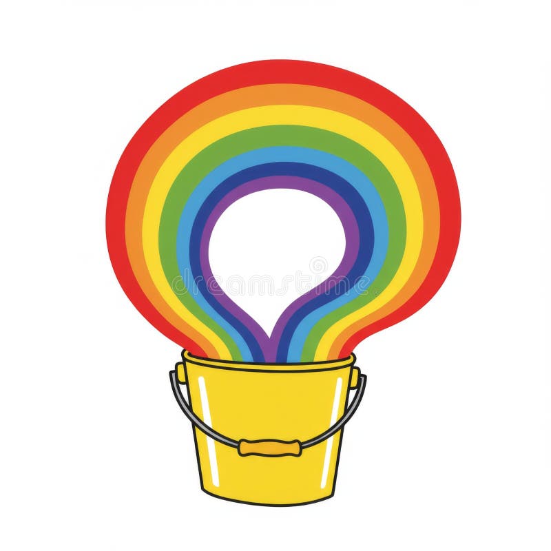 Rainbow Emerging from Yellow Bucket Illustration Stock Illustration ...
