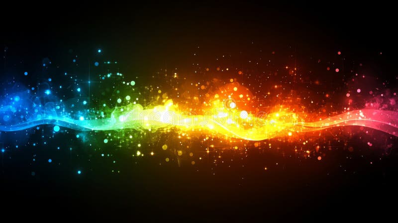 Rainbow Energy Wave with Sparkling Lights Abstract Background Stock ...