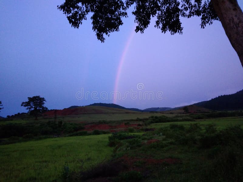 Rainbow at Evening Time Green Green Very Nice Place Stock Image - Image ...