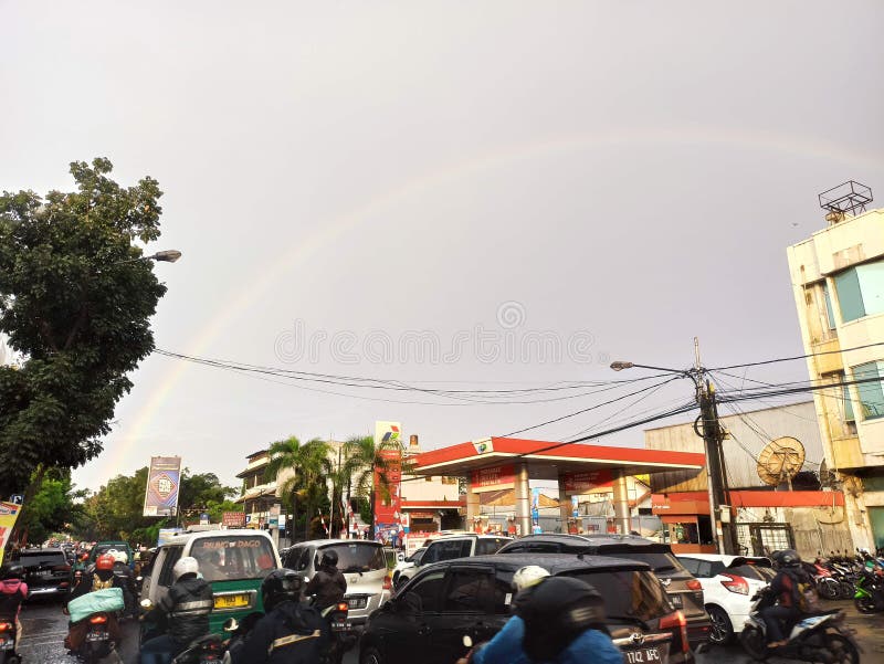Rainbow in the Evening Traffic Jam Editorial Stock Photo - Image of ...