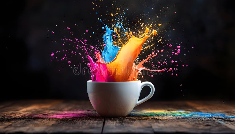 Rainbow Explosion in the Coffee Cup Stock Photo - Image of caffeine ...