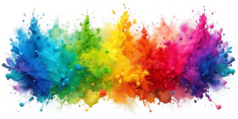 Rainbow Explosion, Color Burst, Abstract Art, Watercolor, Paint Stock ...