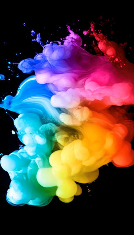 Rainbow Explosion Vibrant Multicolor Paint Swirls in Motion, Isolated ...