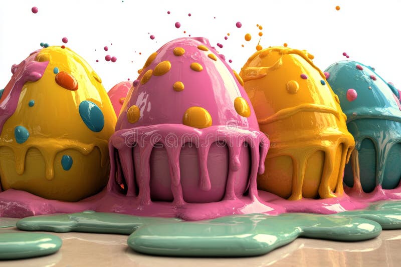 Rainbow Explosions from Easter Eggs. Paint Scatter from Each Easter Egg ...