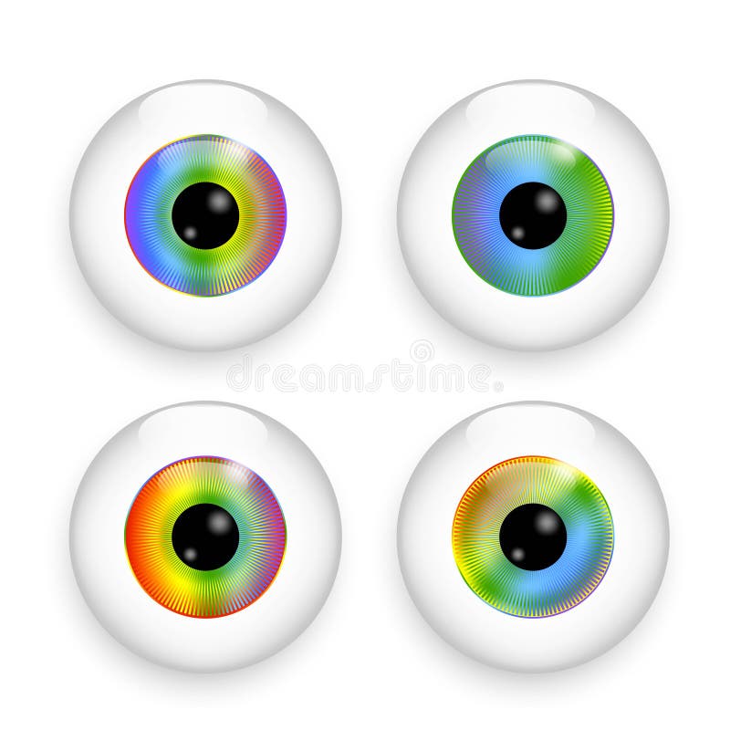 Rainbow Eyeball Icon Set. Ophthalmology Symbol. Different Colored ...