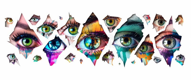 Rainbow Eyes Cut Out As If from a Magazine. an Isolated Look Stock ...
