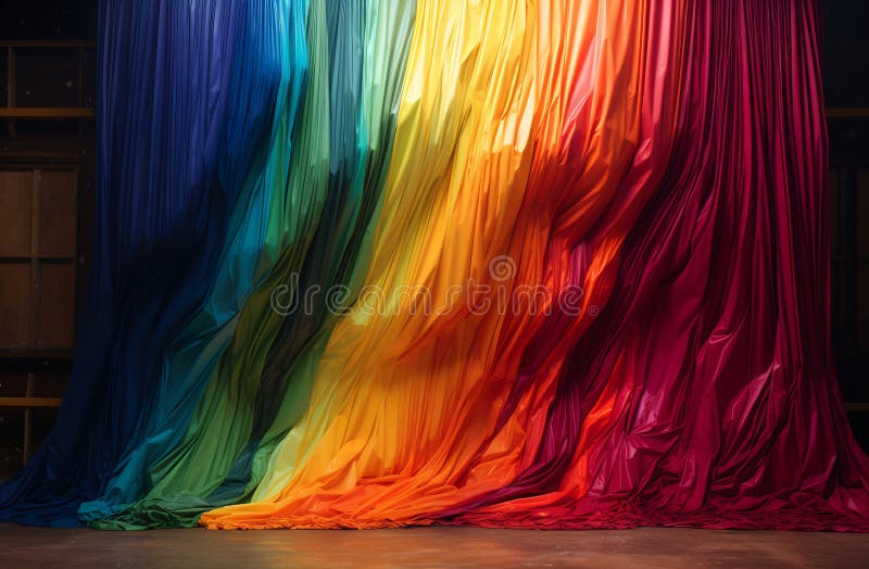 Rainbow Fabric Installation Stock Photo - Image of artistic, observer ...