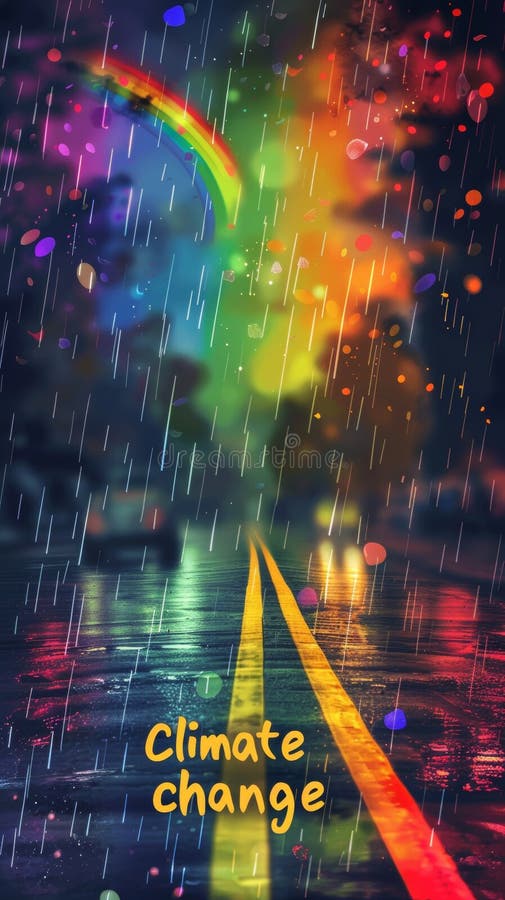 A Rainbow is Falling from the Sky Stock Illustration - Illustration of ...