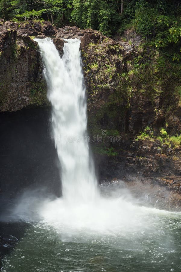 Rainbow Falls Rushes into a Large Pool Stock Photo - Image of cave ...