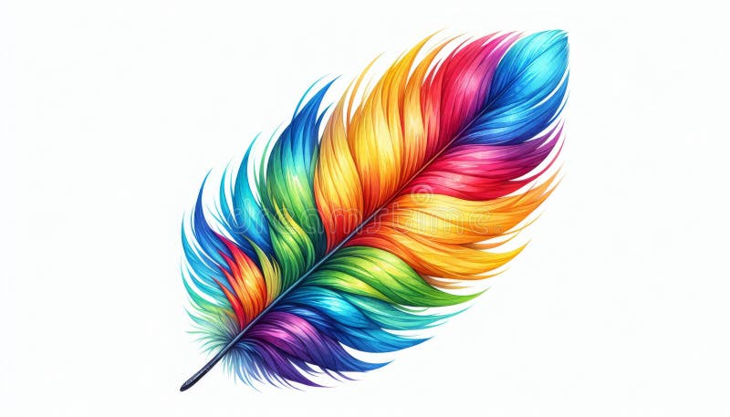 Rainbow Feather Digital Painting Stock Illustration - Illustration of fantasy, watercolor: 387828484