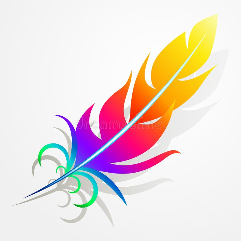 Rainbow feather stock vector. Illustration of feather - 71075576