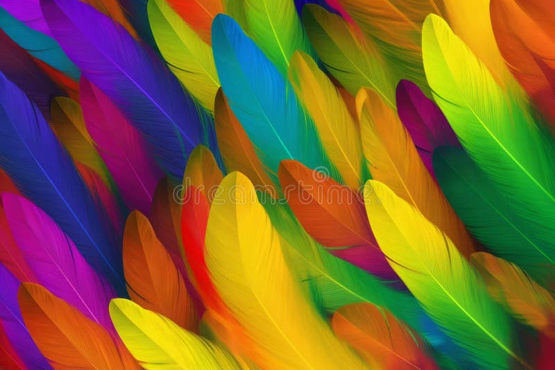 Rainbow Feathers Pattern. Generate Ai Stock Photo - Image of abstract ...