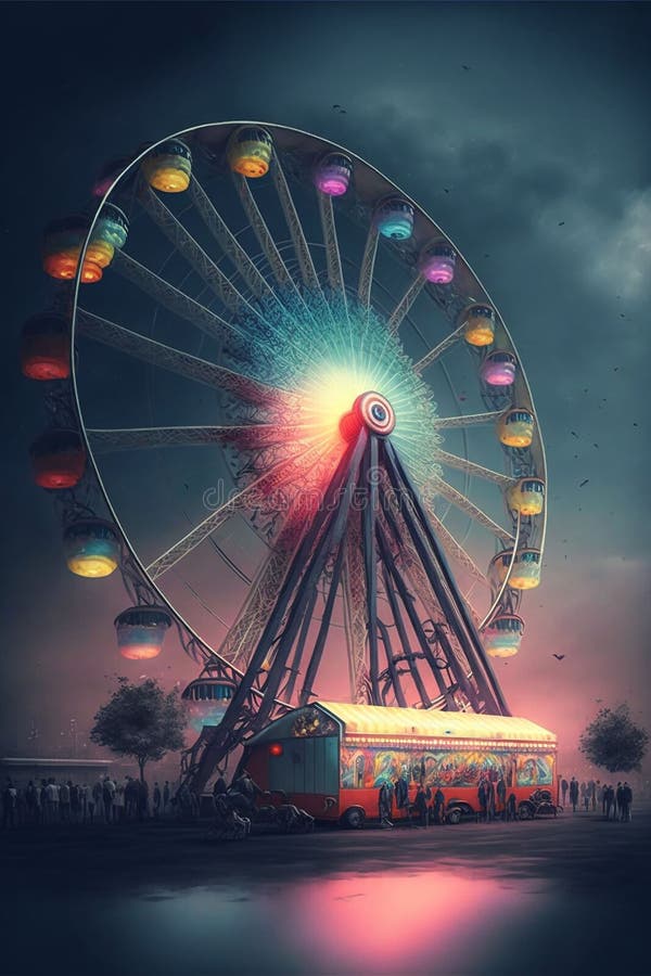 A Rainbow Ferris Wheel. AI Generated Stock Illustration - Illustration ...