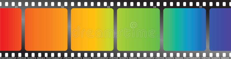 35mm Rainbow Film Strip Pieces with Clipping Paths, Vector Illustration ...