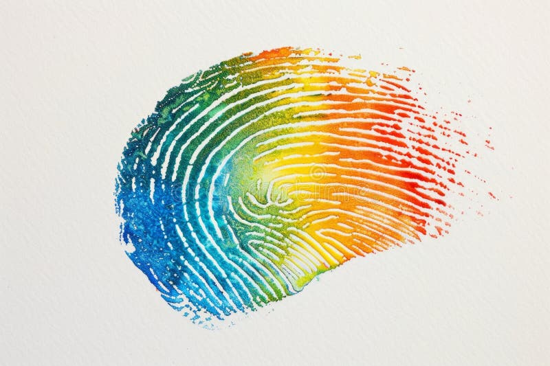 Rainbow Fingerprint Isolated on White Paper Stock Image - Image of ...