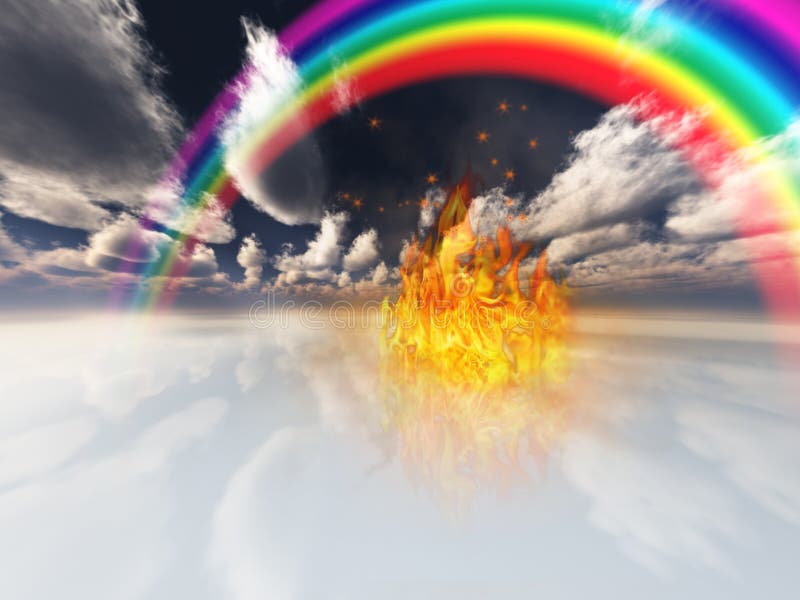 Rainbow and fire stock illustration. Illustration of burning - 21962398