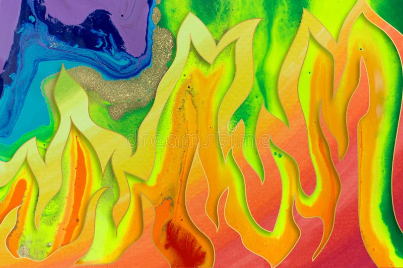 Rainbow Fire Imitation Abstract Background. Liquid Paint Pattern. Stock ...