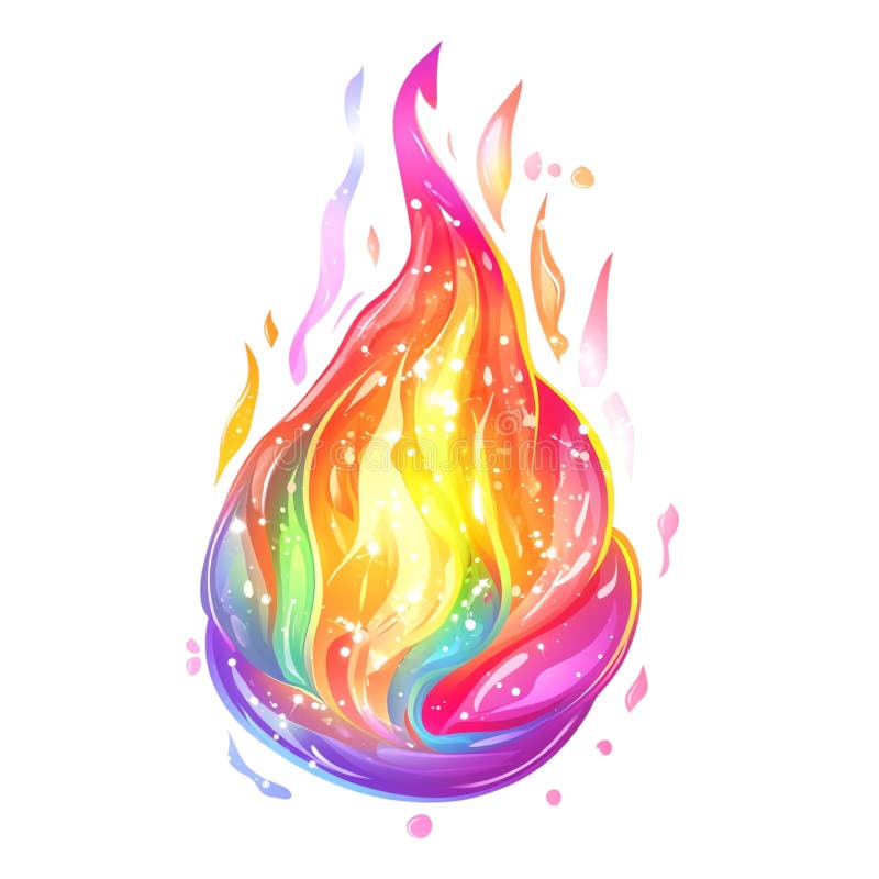 Rainbow Fire Magical Flames Vibrant Colors Sparkles Design Stock ...