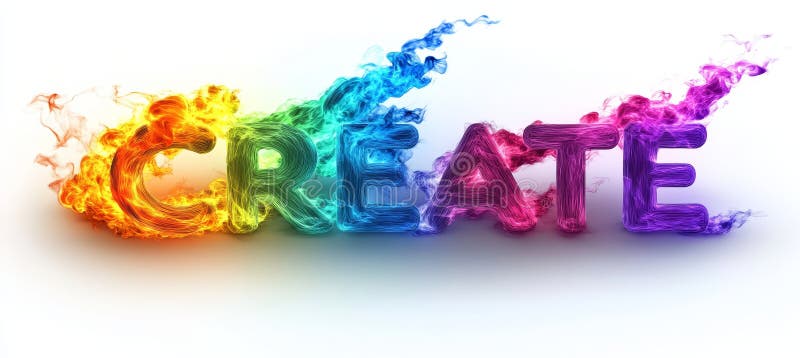 Rainbow Fire Text Effect the Word Create in Vibrant, Flowing Flames ...