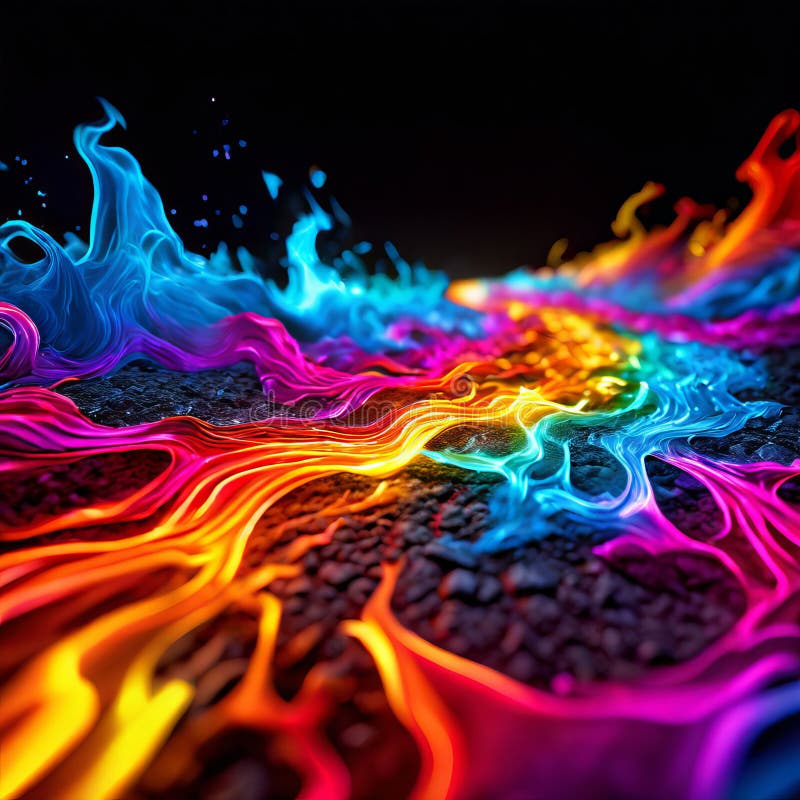 Rainbow Fire Trail Border with a Colorful and Playful Vibe Perf Stock ...