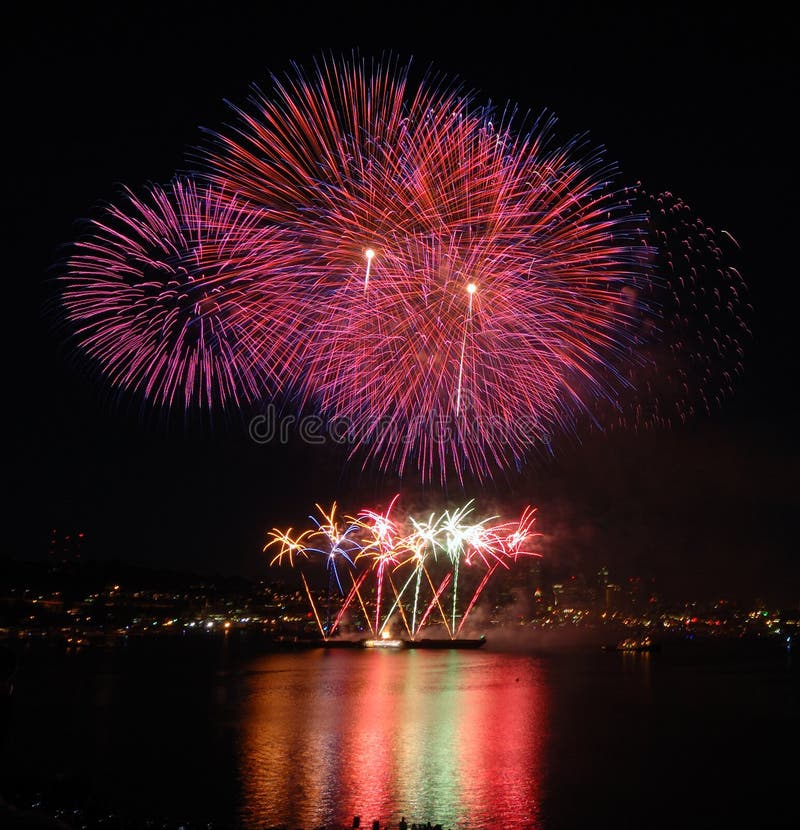 Rainbow Fireworks stock photo. Image of show, audience - 2733420