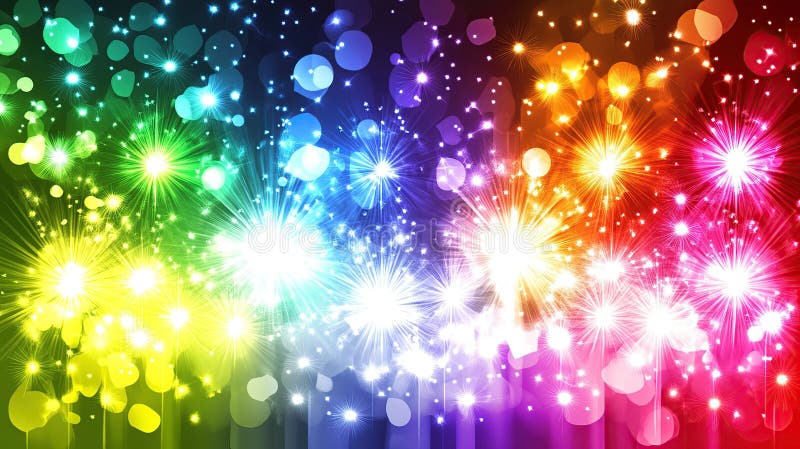 Rainbow Fireworks Sparkle Night Celebration Backdrop Stock Photo ...