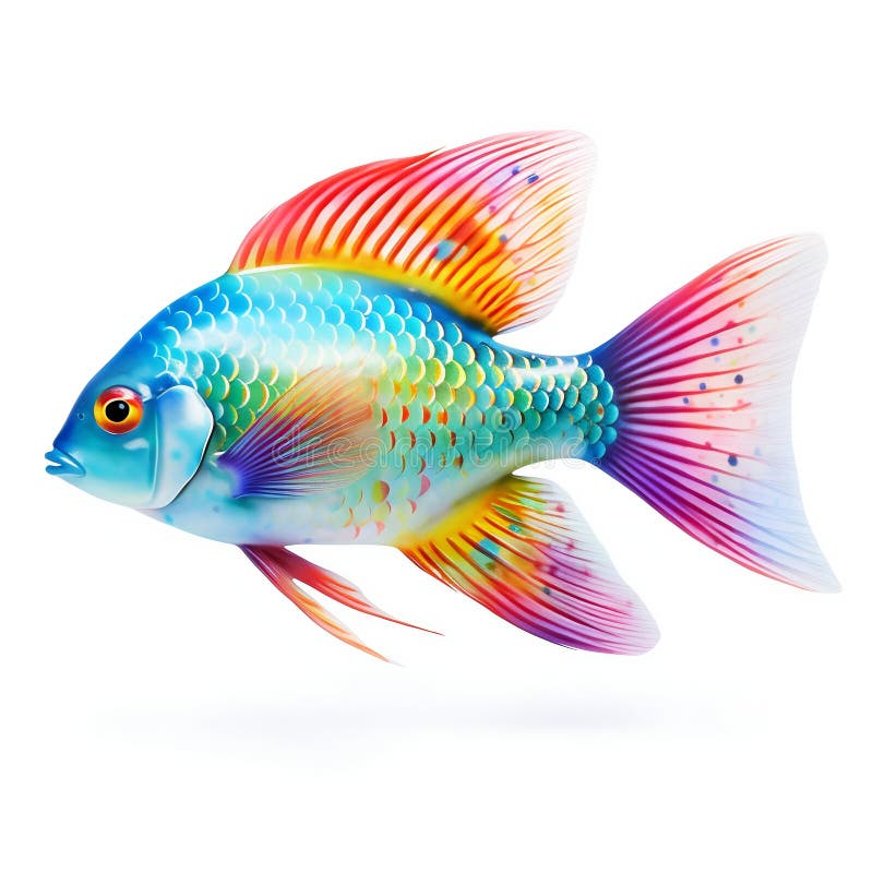 Rainbow Fish Isolated on White Background. Generative Ai Stock ...
