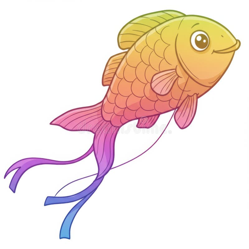 Rainbow Fish Kite Illustration Stock Illustration - Illustration of ...