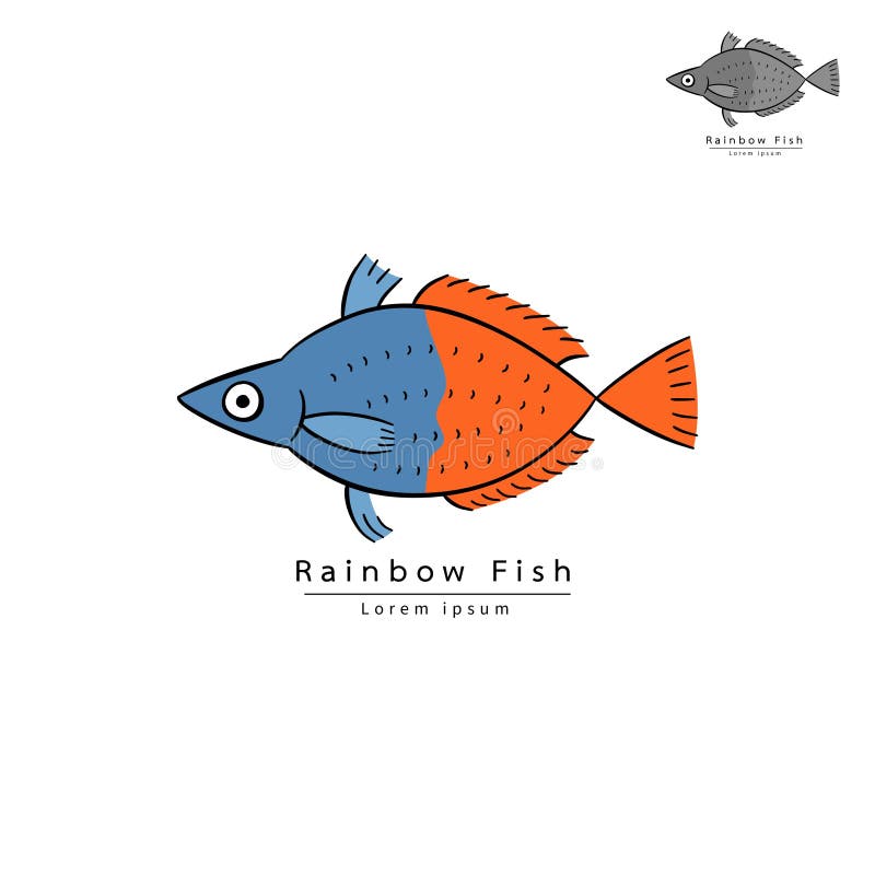 Rainbow fish logo design stock vector. Illustration of simple - 235561310