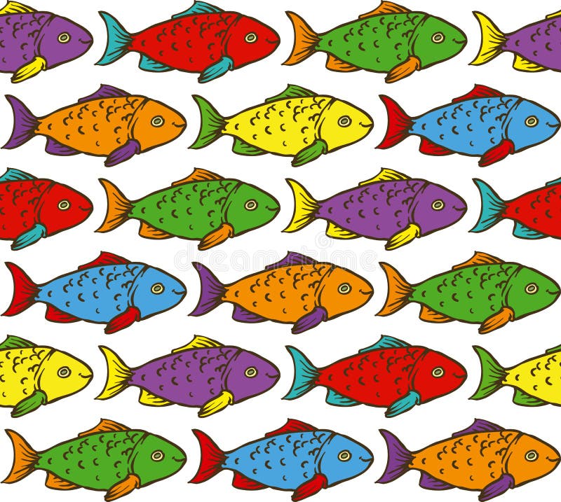 Rainbow Fish Seamless Pattern Stock Vector - Illustration of rainbow ...