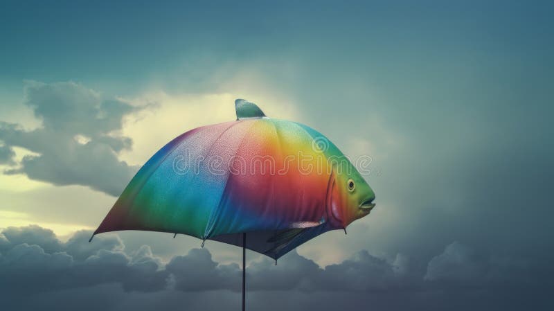A Rainbow Fish Shaped Kite Flying in the Sky. AI Generative Image ...