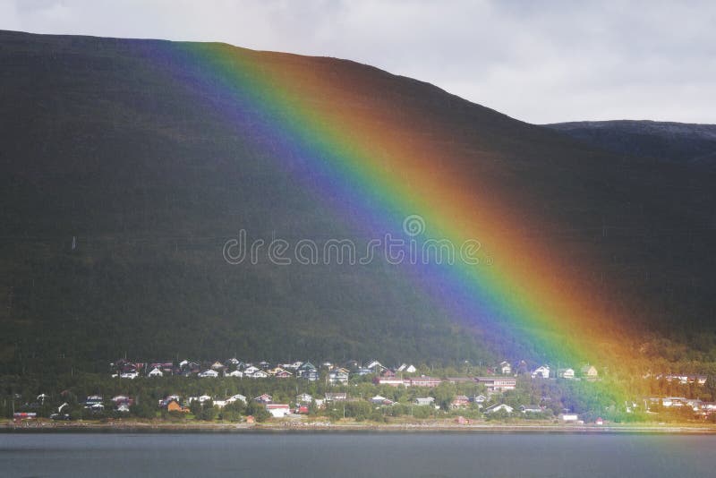Rainbow in the fjord stock photo. Image of outdoors, beauty - 16333840