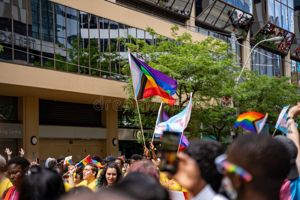 The Rainbow Flag at the 2024 Annual Pride Parade in Downtown Toronto ...