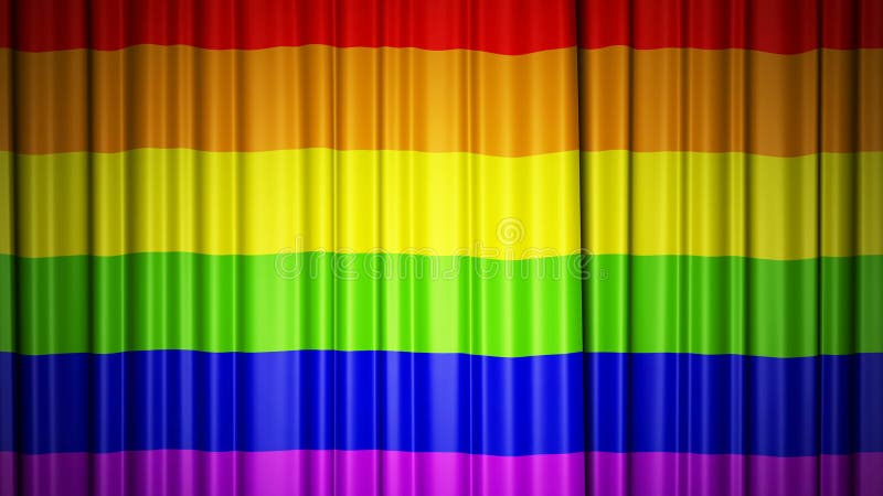 Rainbow Flag. 3d Animation of Opening and Closing Curtains with Flag ...