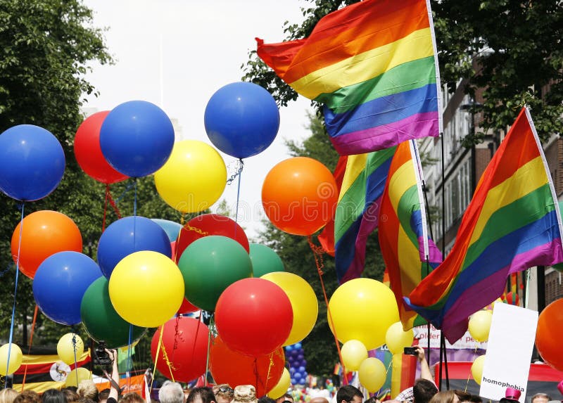 NYC: Marchers Carrying Rainbow Flags at Gay Pride Parade Editorial Photography - Image of carry ...