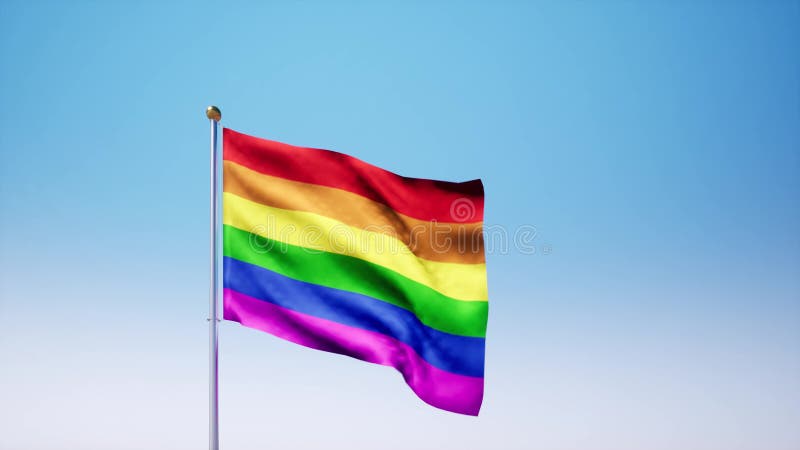 The Rainbow Flag Lgbt Pride Flag Or Gay Pride Flag Waving At Wind On