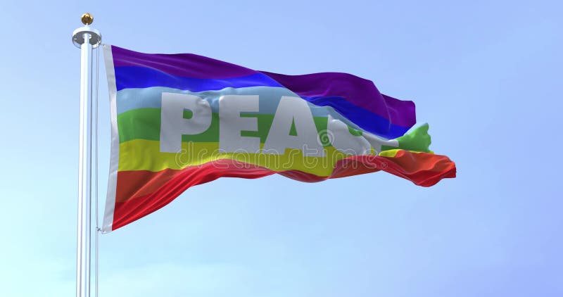 The Rainbow Flag of Peace Flying Stock Video - Video of concept, colors ...