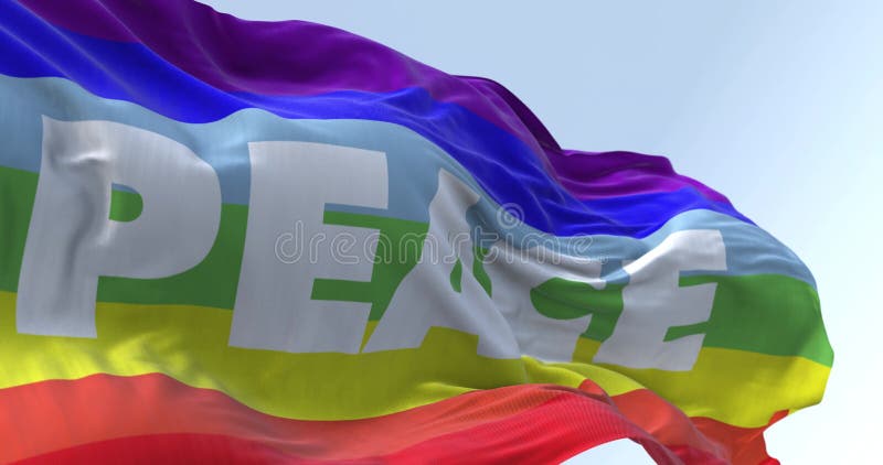 The Rainbow Flag of Peace Flying Stock Video - Video of banner, focus ...