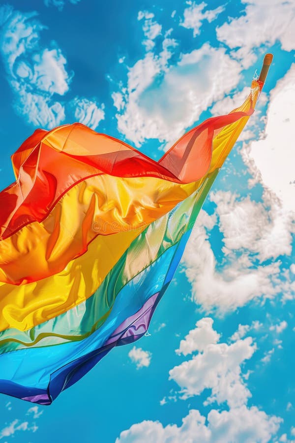 Rainbow Flag in Sky stock image. Image of celebration - 374737265