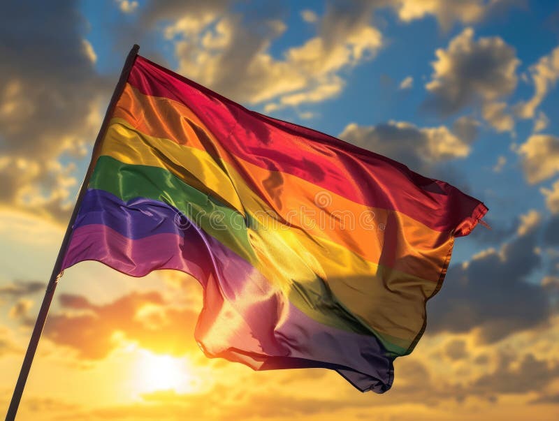 A Rainbow Flag with the Sun Behind it Stock Illustration - Illustration ...