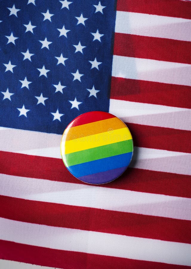 Rainbow Flag and Flag of the United States Stock Photo - Image of flag ...