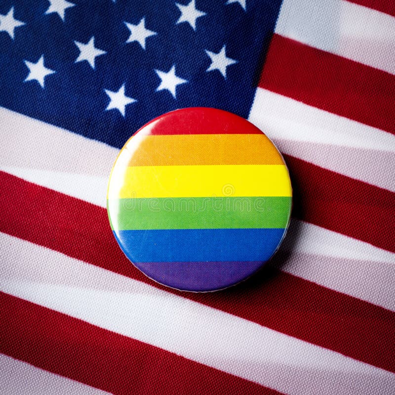 Rainbow Flag and Flag of the United States Stock Image - Image of ...