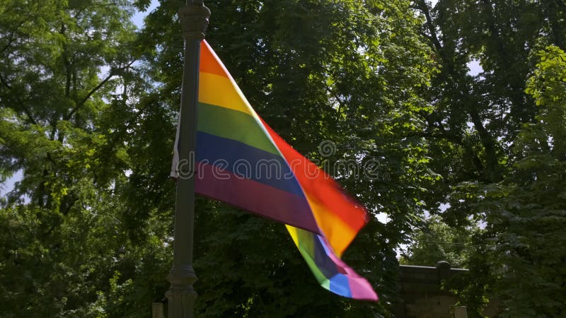 Rainbow Flag Waves in Wind As Support for LGBT Community Stock Video ...