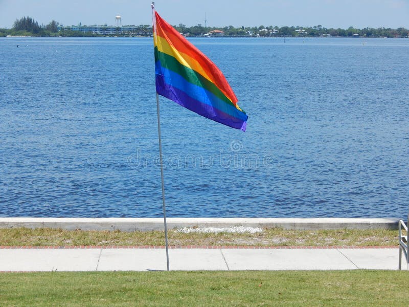 Rainbow flag waving stock image. Image of flag, waving - 137307411