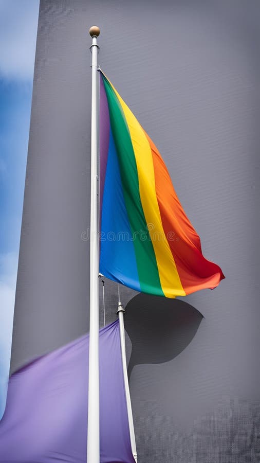 Rainbow Flag Waving in the Wind AI Generated Stock Illustration ...
