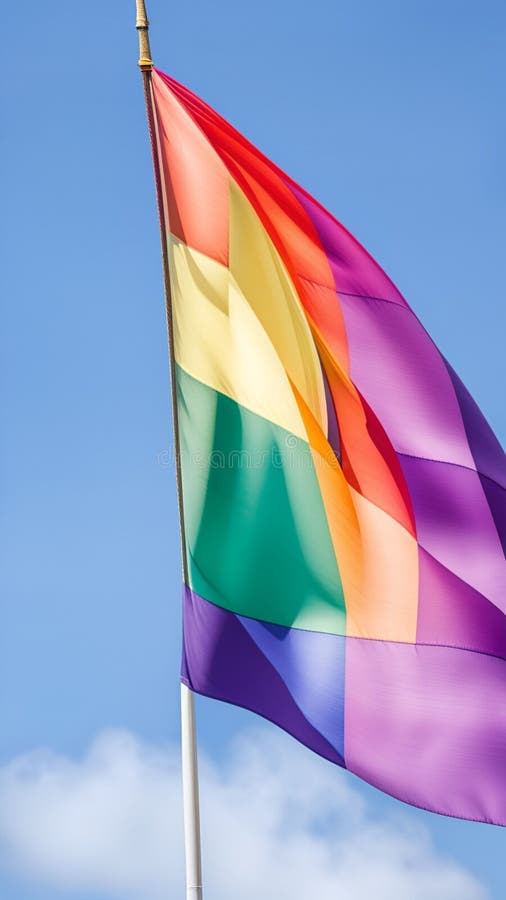 Rainbow Flag Waving in the Wind AI Generated Stock Illustration ...