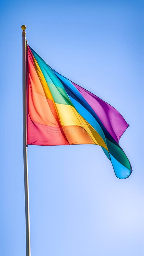 Rainbow Flag Waving in the Wind AI Generated Stock Illustration ...